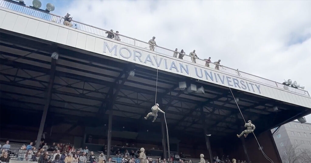 ROTC Students Rapell the Grandstand – Moravian University News